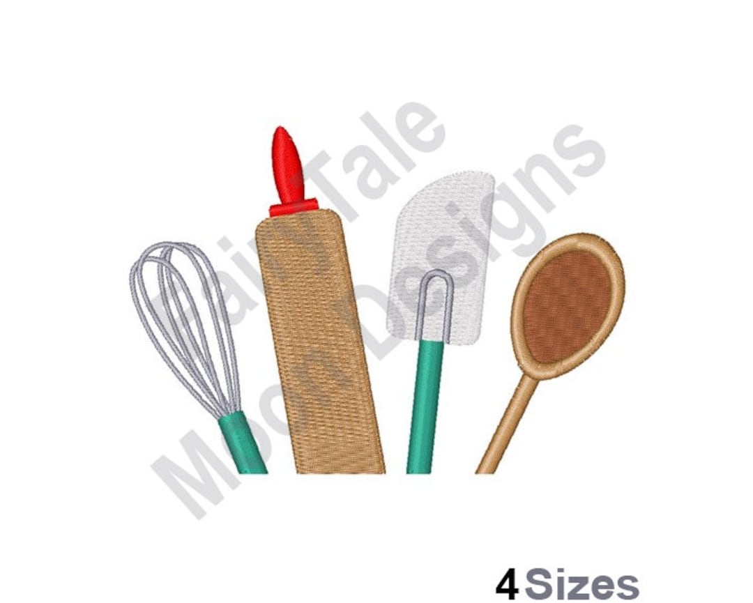 Kitchen Utensils Pocket Topper - Machine Embroidery Design, Kitchen ...