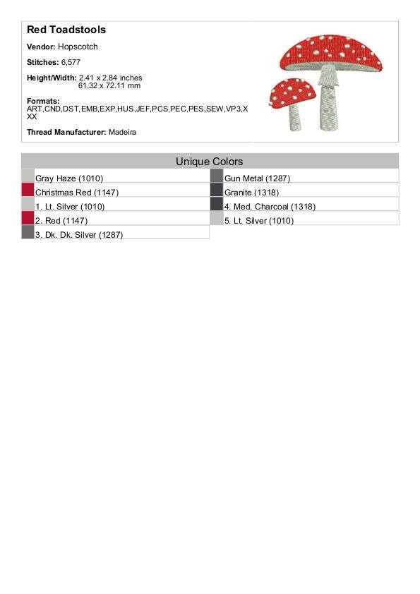 Red Toadstools Machine Embroidery Design Red Mushrooms - Etsy