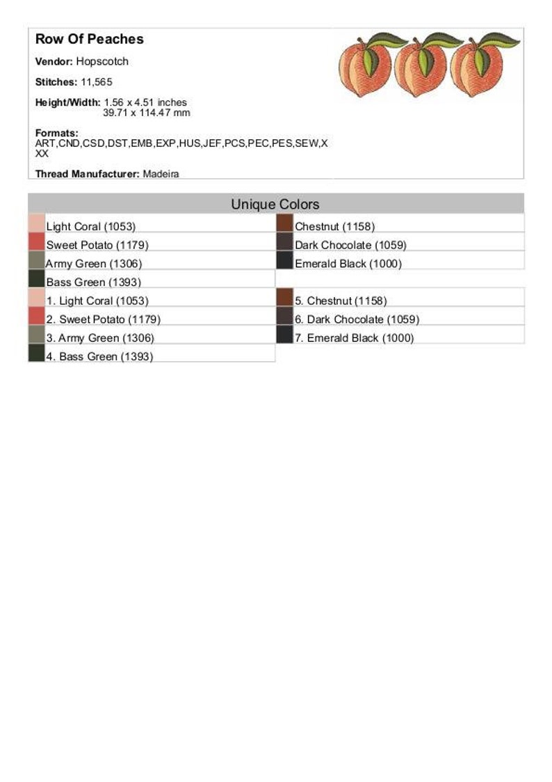 Row Of Peaches Machine Embroidery Design Peach Border | Etsy