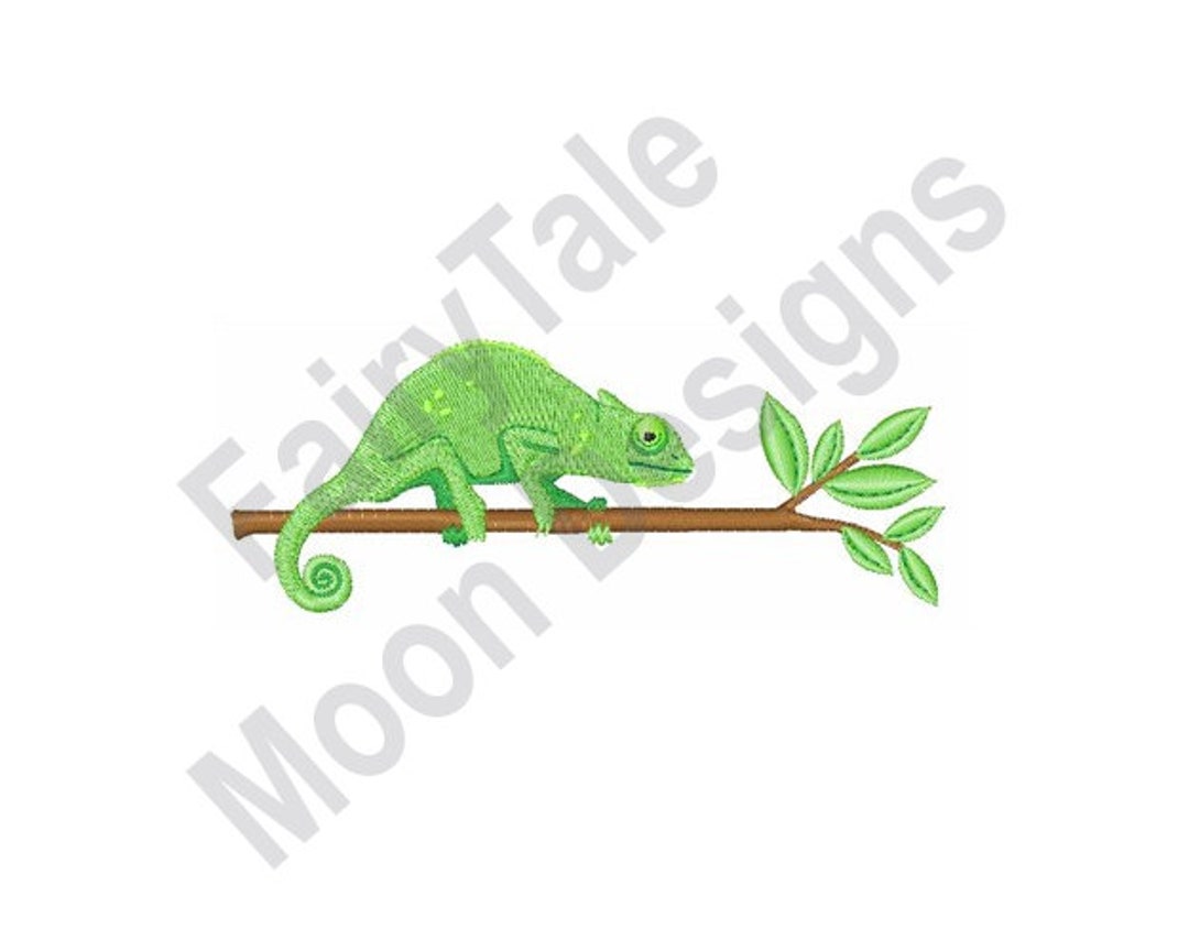 Climbing Chameleon - Machine Embroidery Design, Chameleon on Bamboo ...