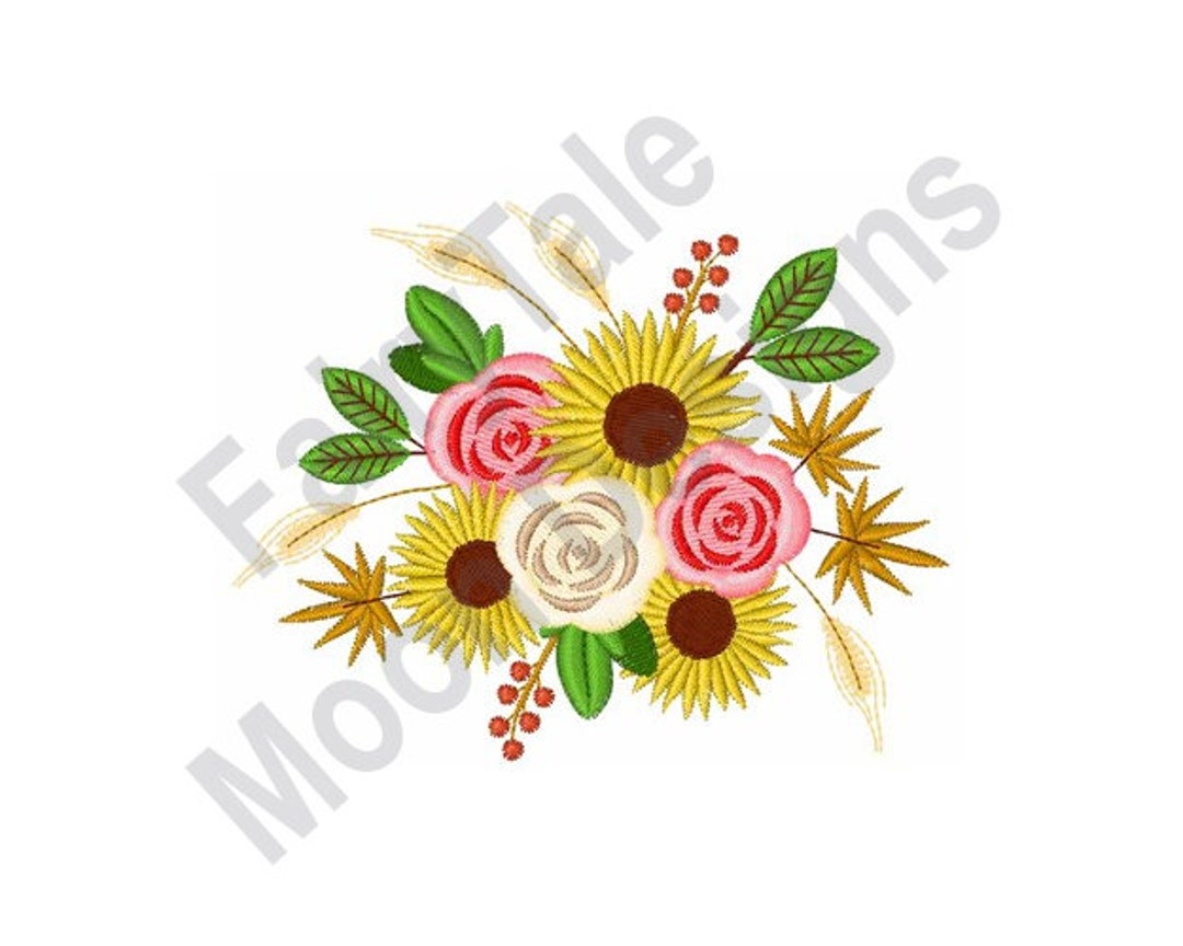 Fall Bouquet - Machine Embroidery Design, Autumn Flower Arrangement ...
