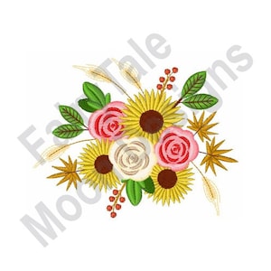 Fall Bouquet - Machine Embroidery Design, Autumn Flower Arrangement ...