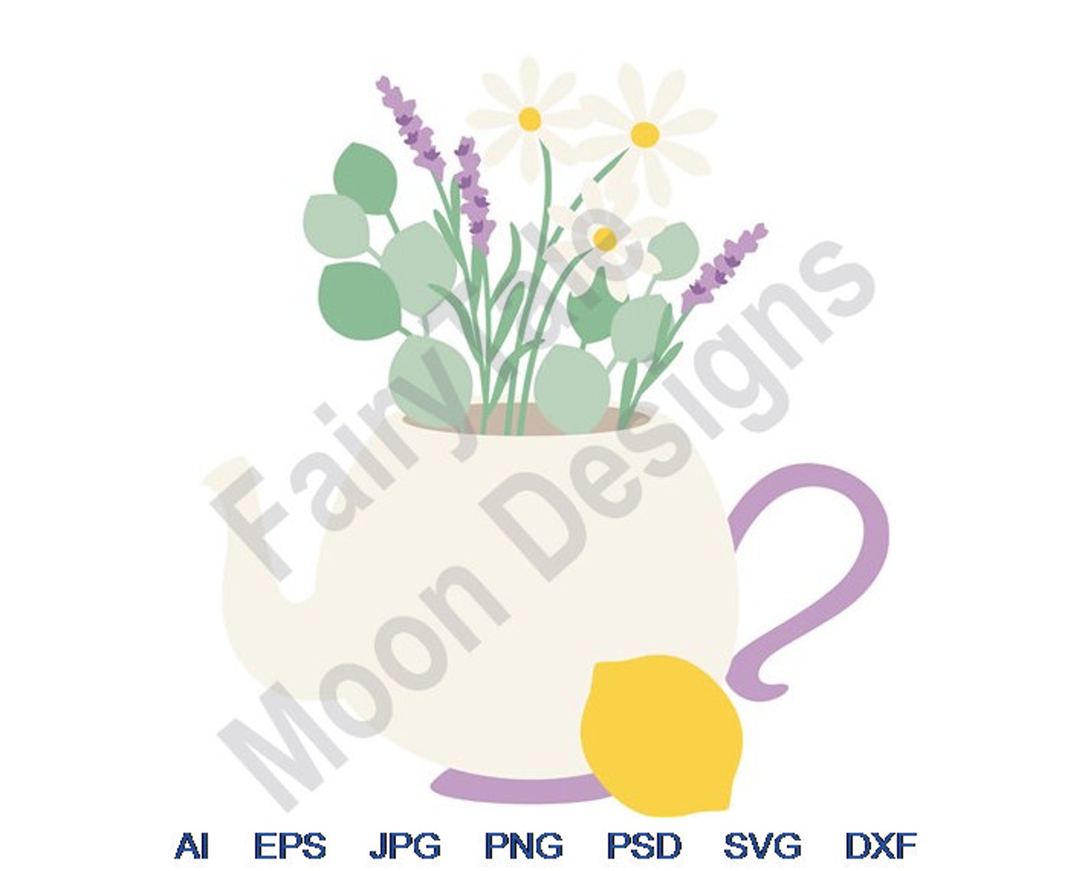 Herbal Tea Pot Svg Dxf Eps Png Jpg Vector Art Clipart | Etsy