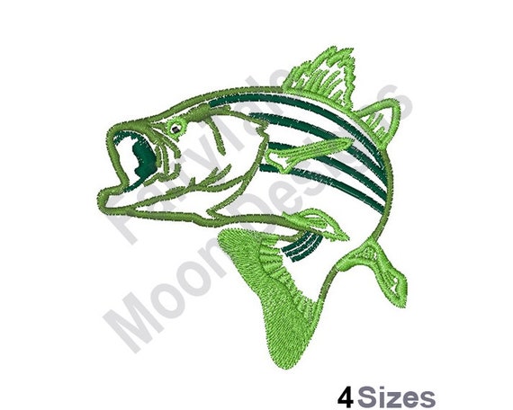 Bass Outline Machine Embroidery Design Fish Outline | Etsy