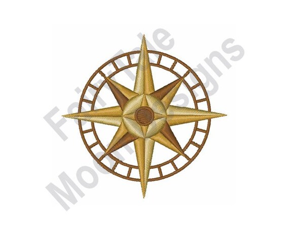 Compass Star Machine Embroidery Design Nautical Compass - Etsy