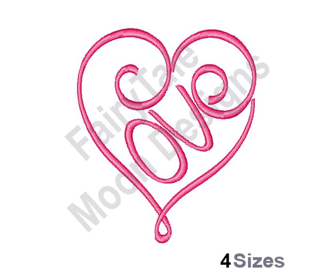 Love Heart Machine Embroidery Design, Valentine Day's Heart Outline ...