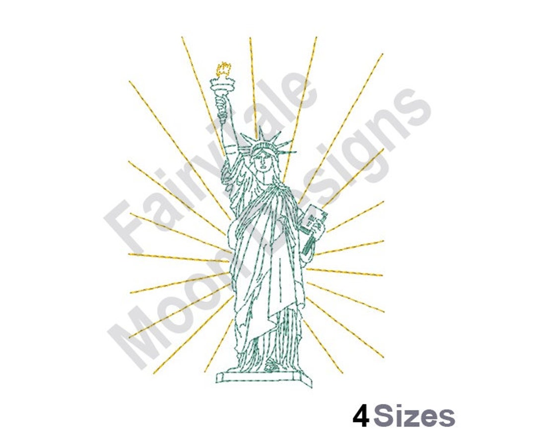 Statue of Liberty Outline - Machine Embroidery Design, American ...