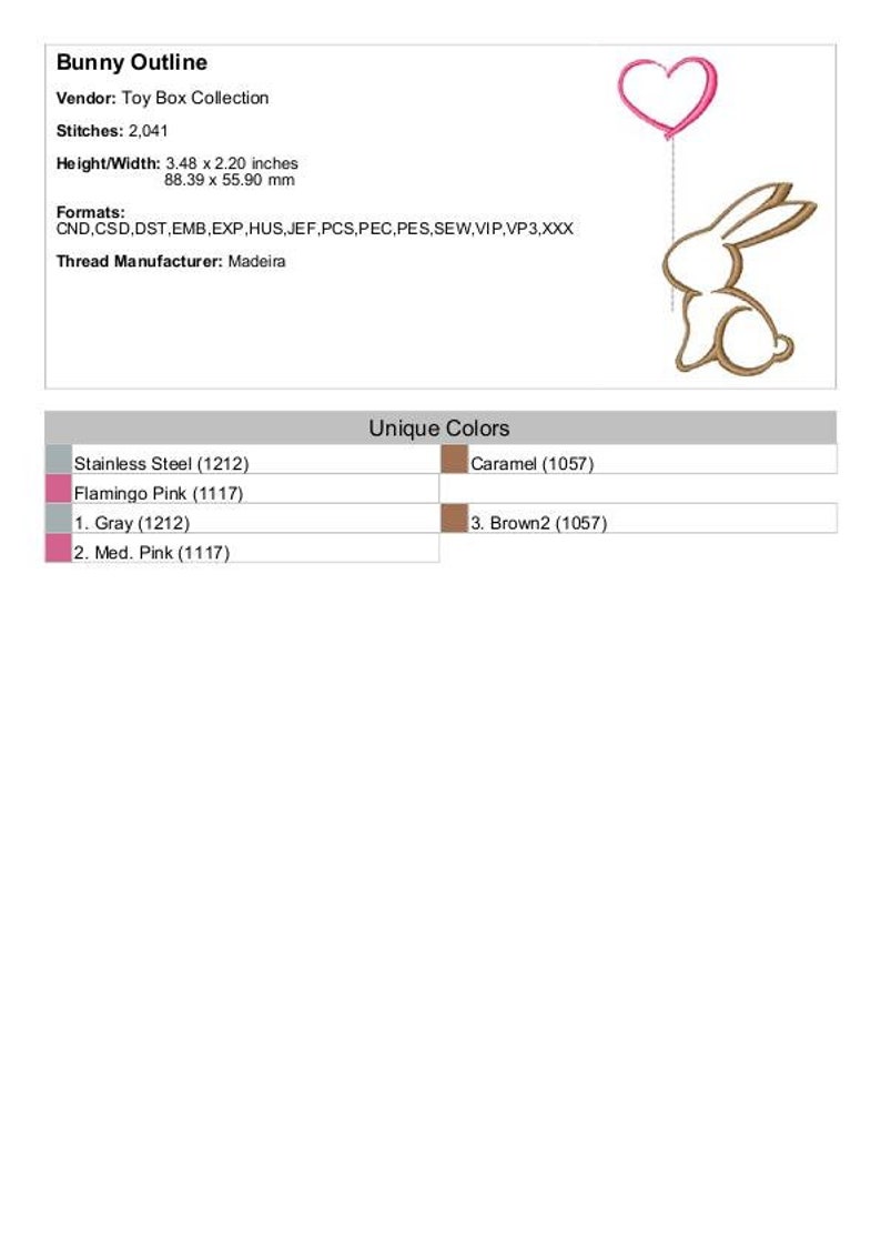 Bunny Outline Machine Embroidery Design Heart Shaped - Etsy