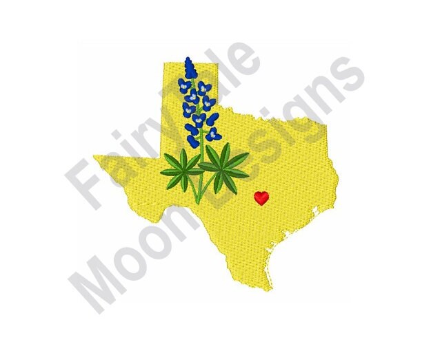 Texas State Map Machine Embroidery Design Texas the Lone - Etsy