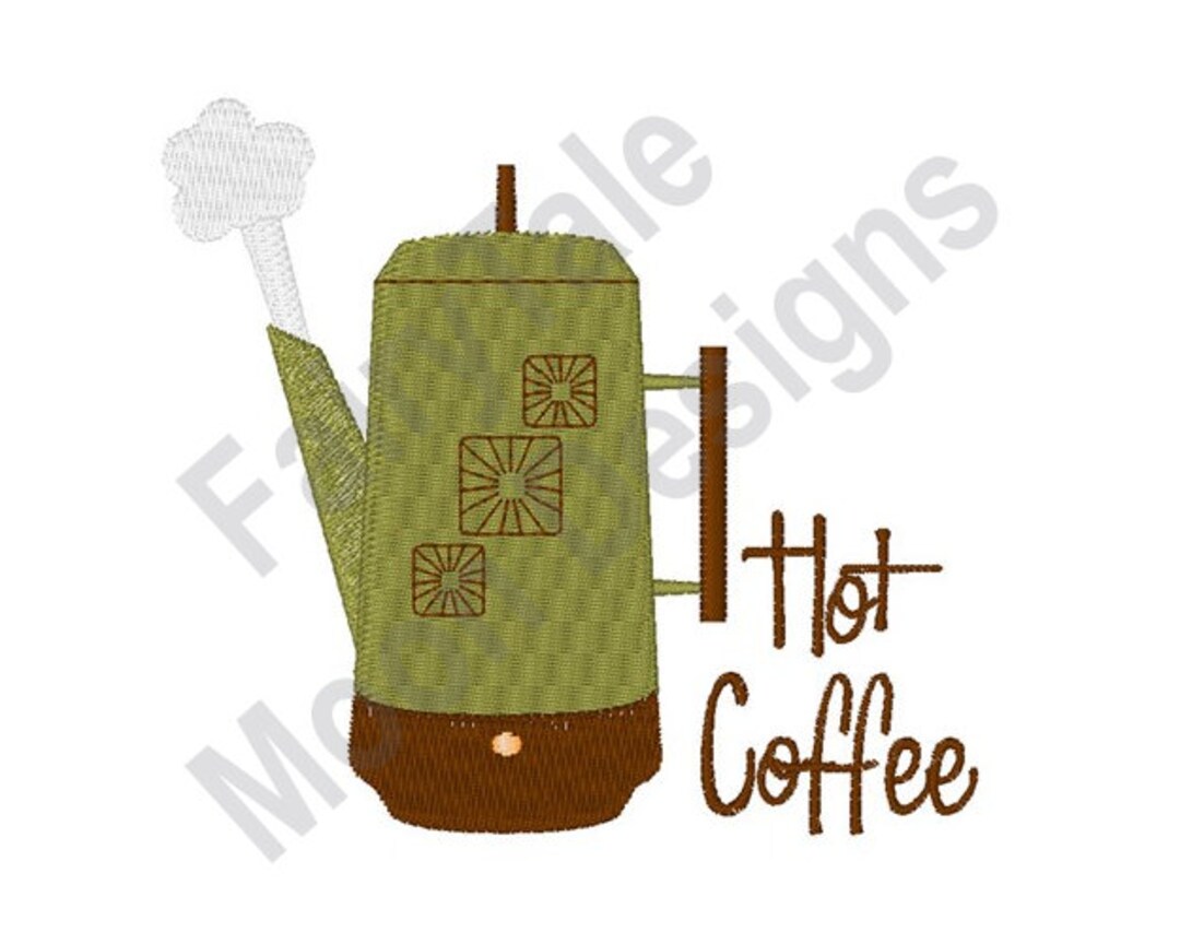 Hot Coffee Machine Embroidery Design, Coffee Maker Embroidery Pattern ...