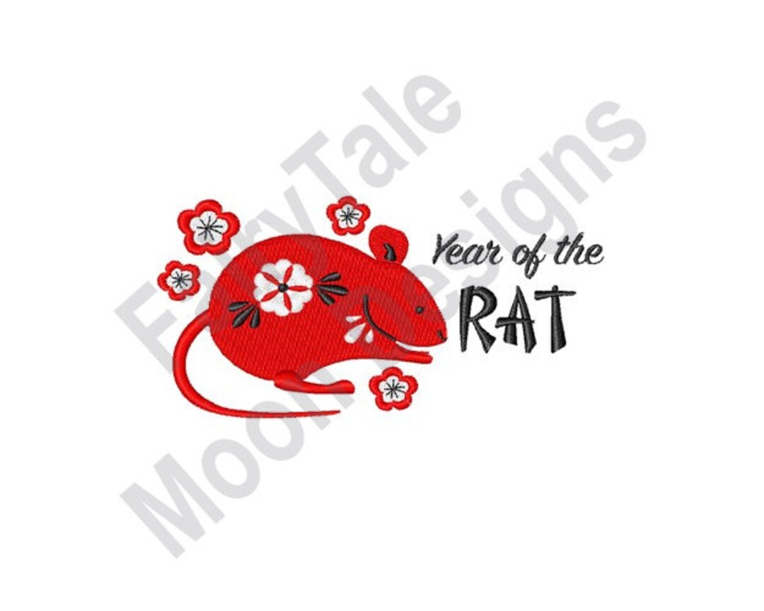 Year of the Rat Machine Embroidery Design Rat Zodiac - Etsy
