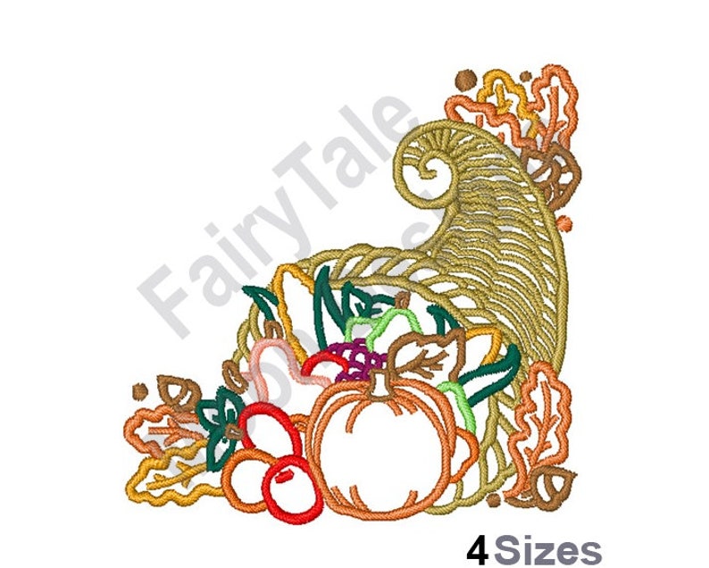 Cornucopia Outline Machine Embroidery Design Horn of Plenty - Etsy