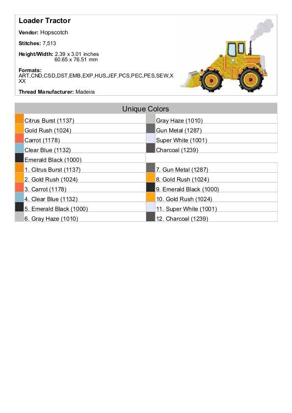 Front Loader Machine Embroidery Design Loader Embroidery - Etsy