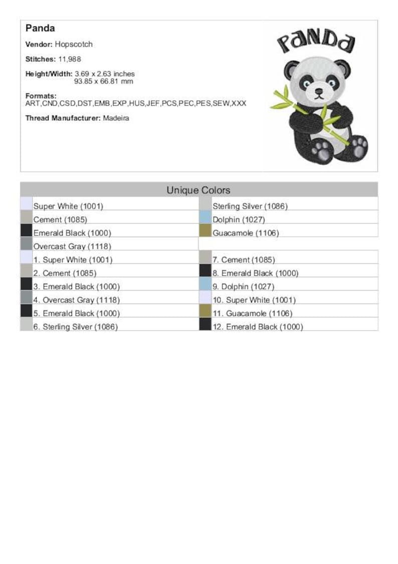 Giant Panda Machine Embroidery Design Panda Bear With - Etsy