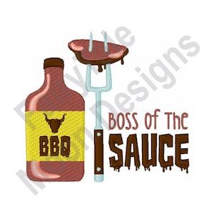 BBQ Sauce Bottle - Machine Embroidery Design, Boss of Sauce, Barbeque ...