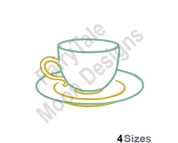 Coffee Cup Machine Embroidery Design Teacup Embroidery | Etsy