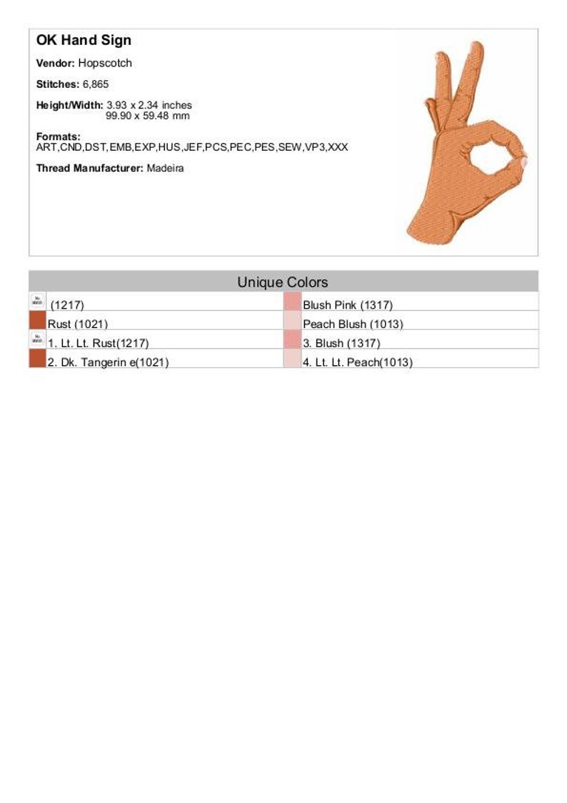 Okay Hand Sign Machine Embroidery Design OK Hand Gesture | Etsy