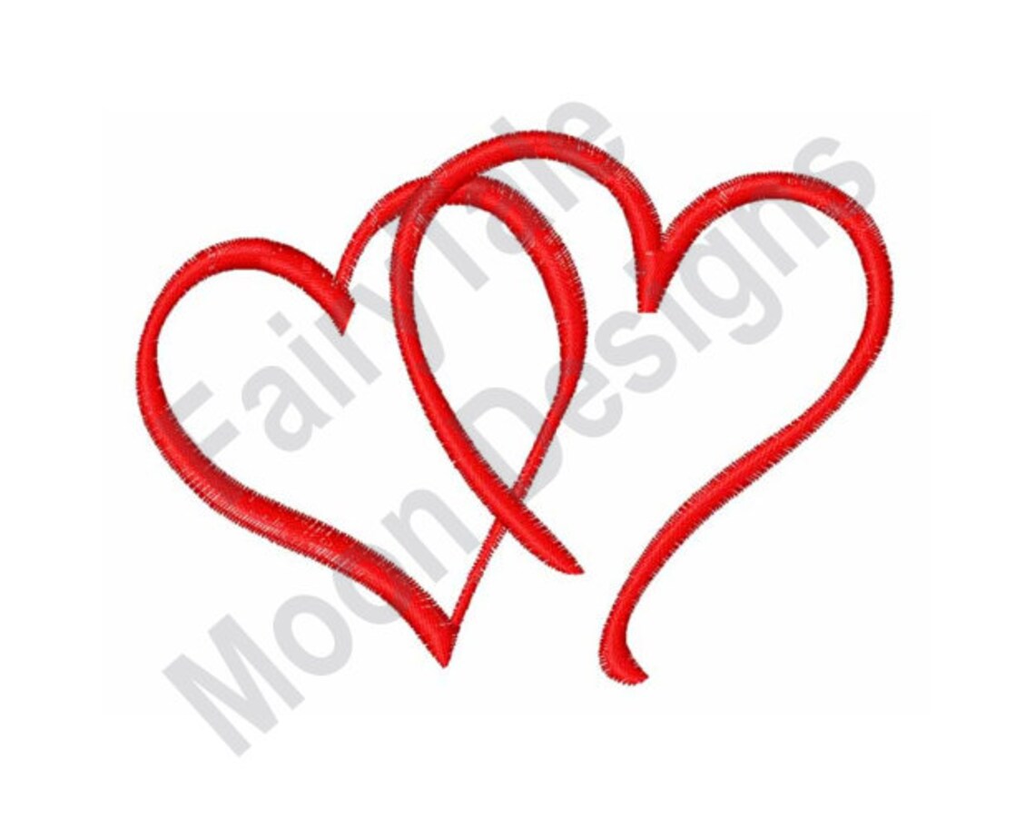 Joined Hearts Machine Embroidery Design Linked Hearts - Etsy