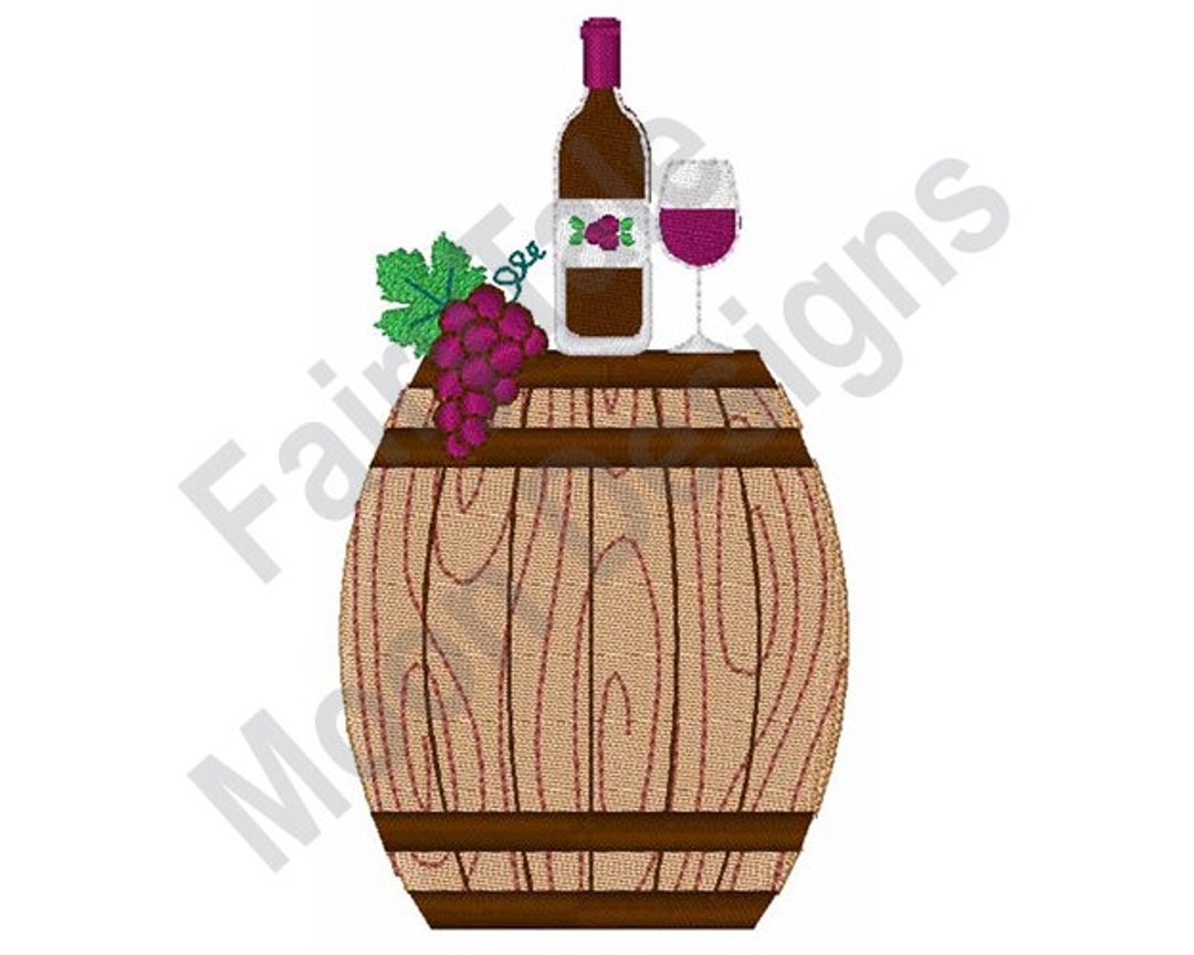 Wine Barrel - Machine Embroidery Design, Red Wine Barrel Embroidery ...