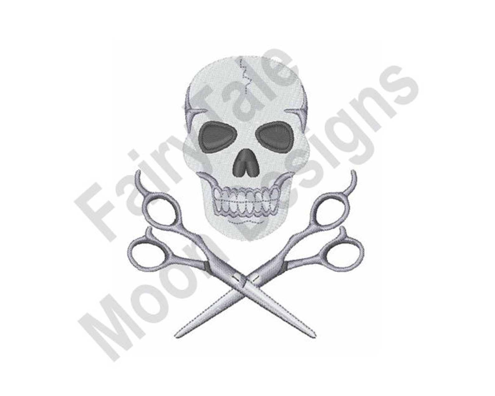 Skull Scissors Machine Embroidery Design Hairdresser - Etsy