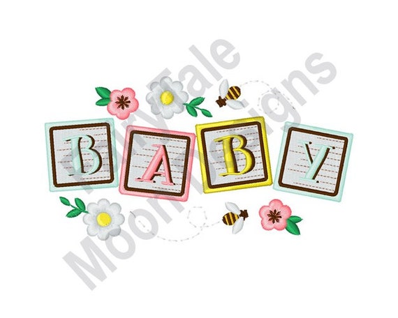 Baby Block Letters Machine Embroidery Design Folk Art - Etsy
