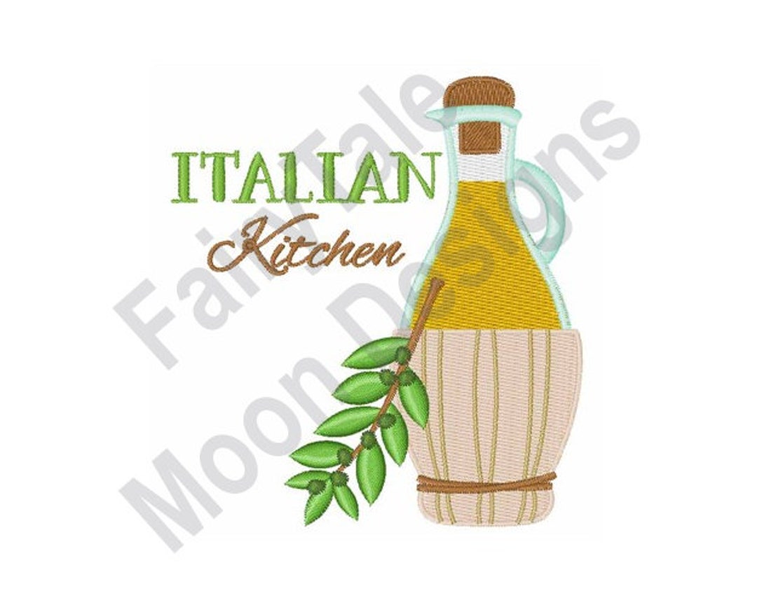 Italian Kitchen - Machine Embroidery Design, Olive Oil Bottle ...