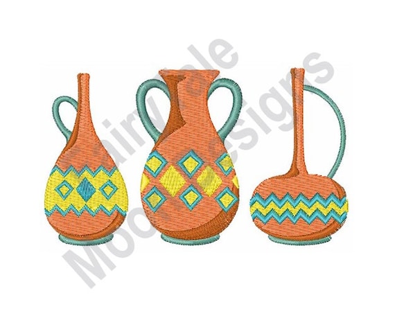 Clay Pottery Machine Embroidery Design Pottery Vase | Etsy