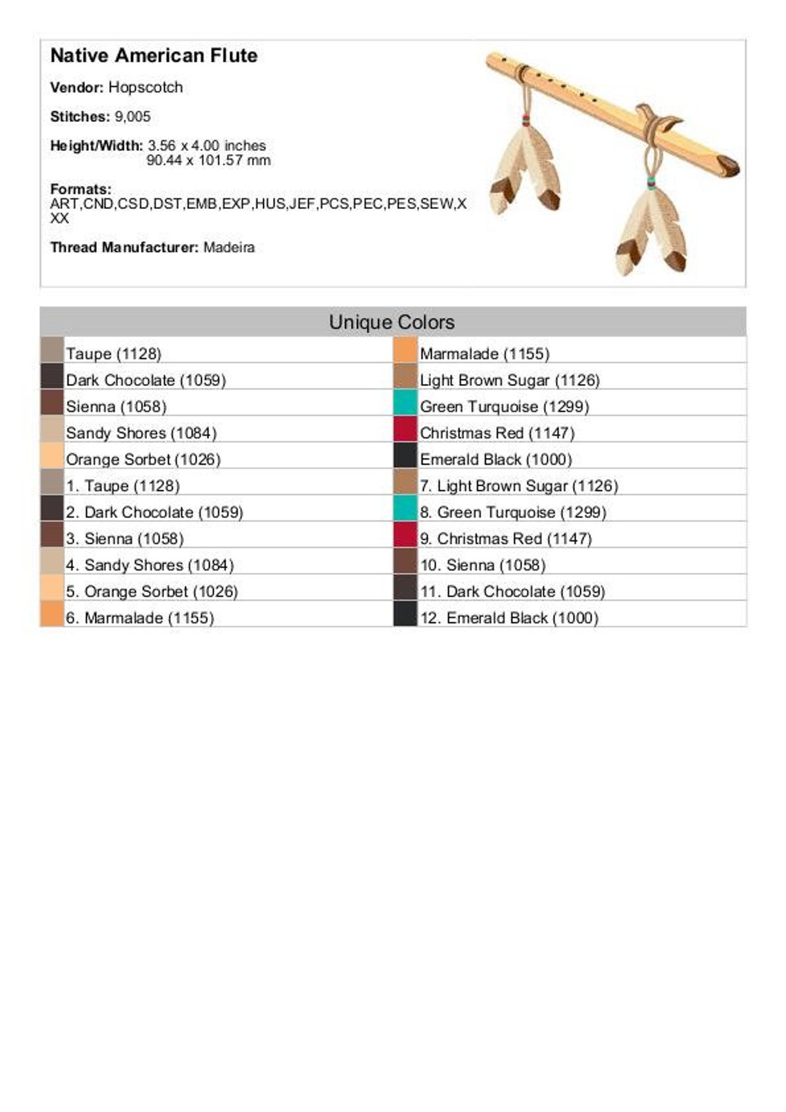 Native American Flute Machine Embroidery Design Courting | Etsy