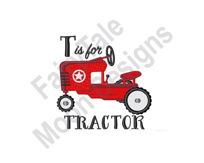 T is for Tractor Machine Embroidery Design Red Toy Tractor - Etsy