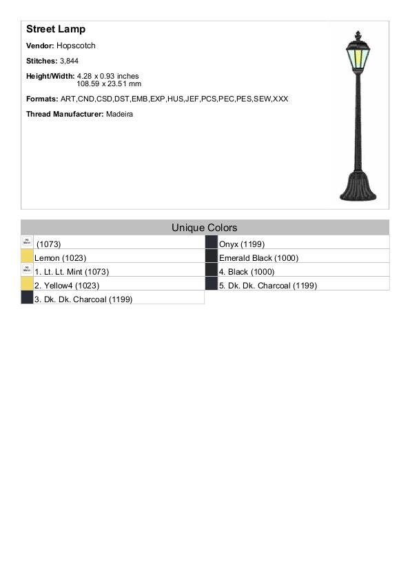 Street Lamp - Machine Embroidery Design, Street Light Embroidery ...
