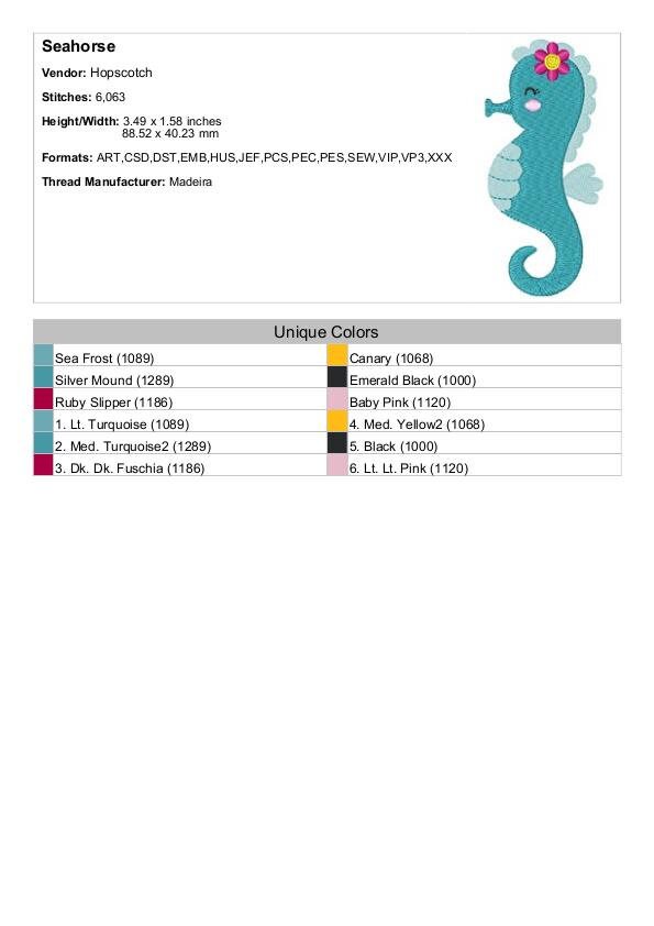 Seahorse - Machine Embroidery Design, Seahorse Embroidery Pattern, Baby ...