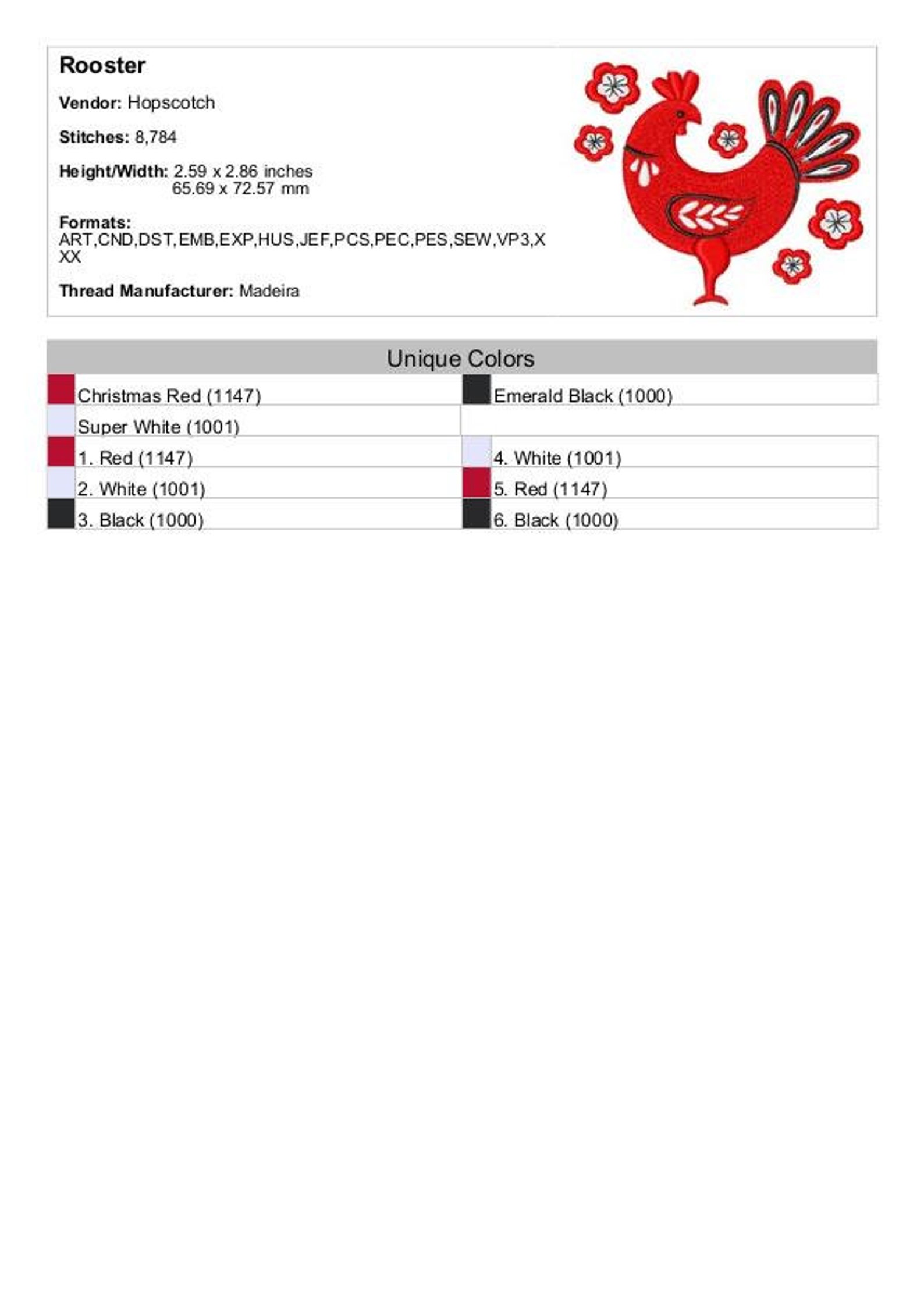 Folk Art Rooster Machine Embroidery Design Swedish Dala | Etsy