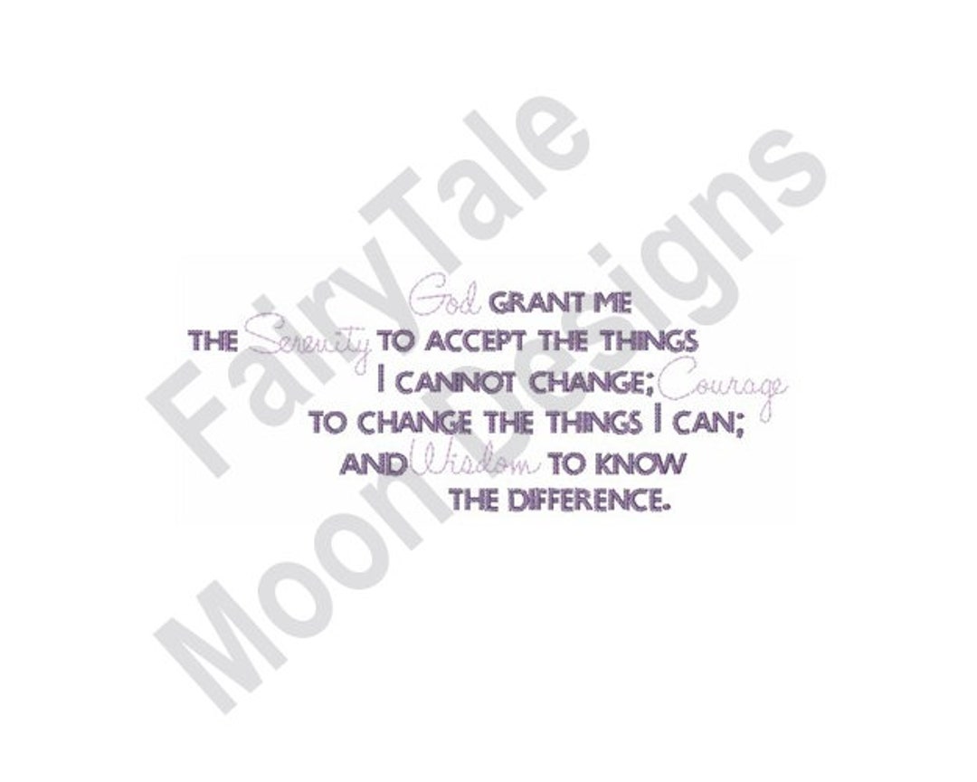 Serenity Prayer Machine Embroidery Design, Religious Prayer Embroidery ...