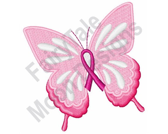 Breast Cancer Ribbon Butterfly Machine Embroidery Design - Etsy