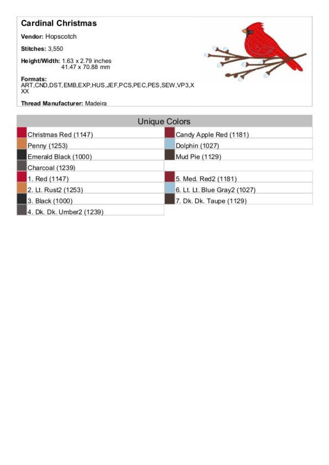 Christmas Cardinal - Machine Embroidery Design, Cardinal on Tree ...