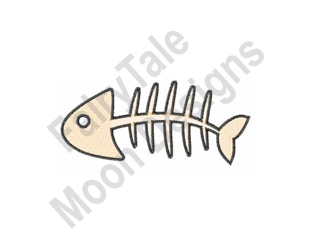 Fish Bone Machine Embroidery Design, Fish Skeleton Embroidery Pattern ...