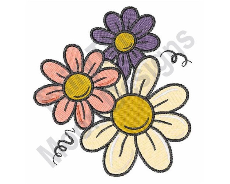 Colored Daisies Machine Embroidery Design Daisy Flowers - Etsy