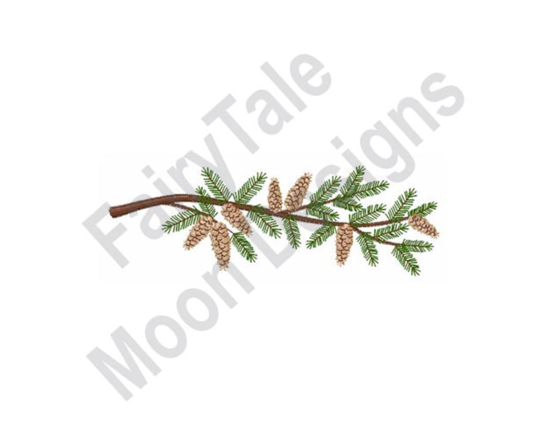 Pine Branch - Machine Embroidery Design, Pine Tree Branch Embroidery ...