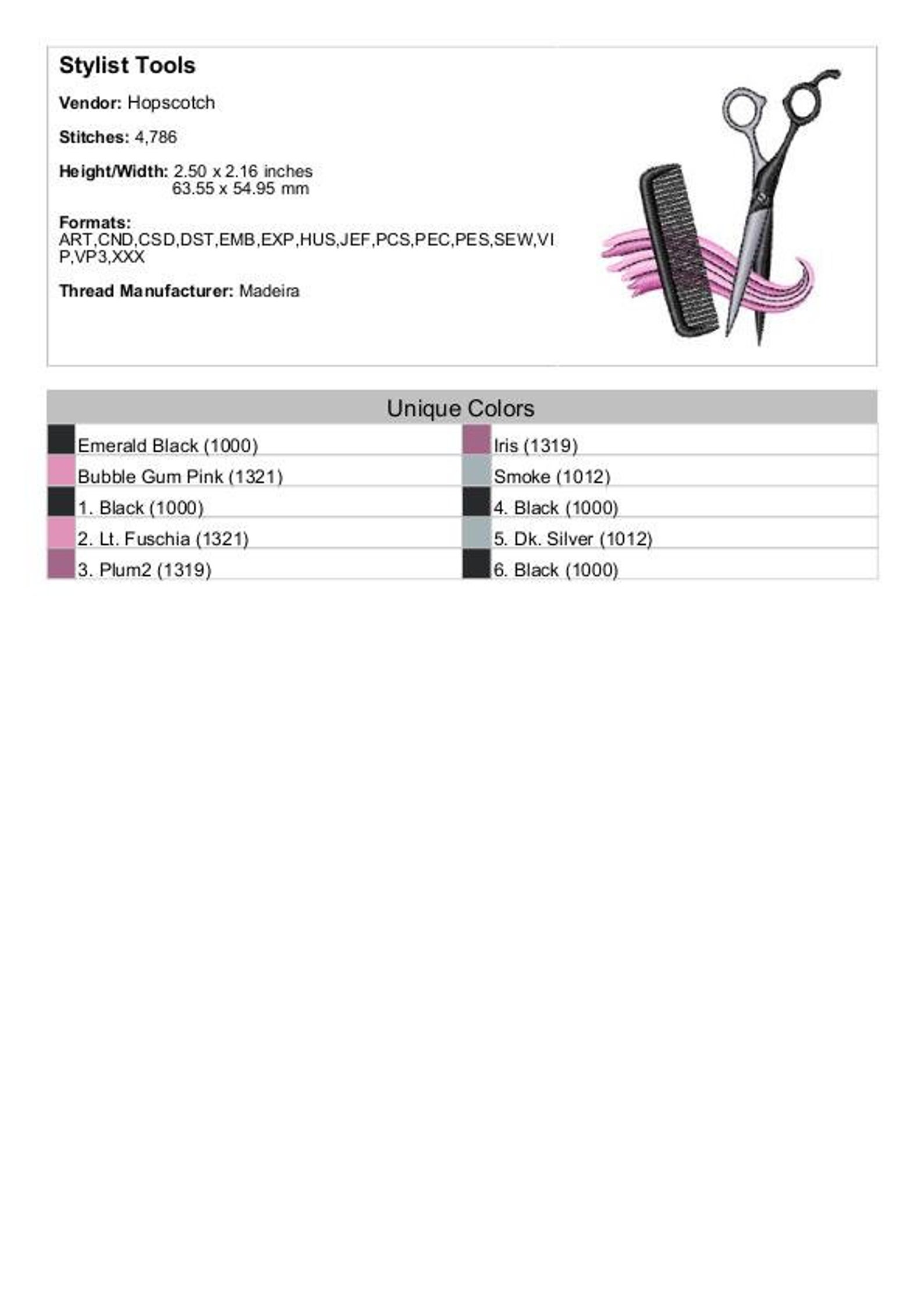 Hair Stylist Tools - Machine Embroidery Design, Hairdresser Embroidery ...