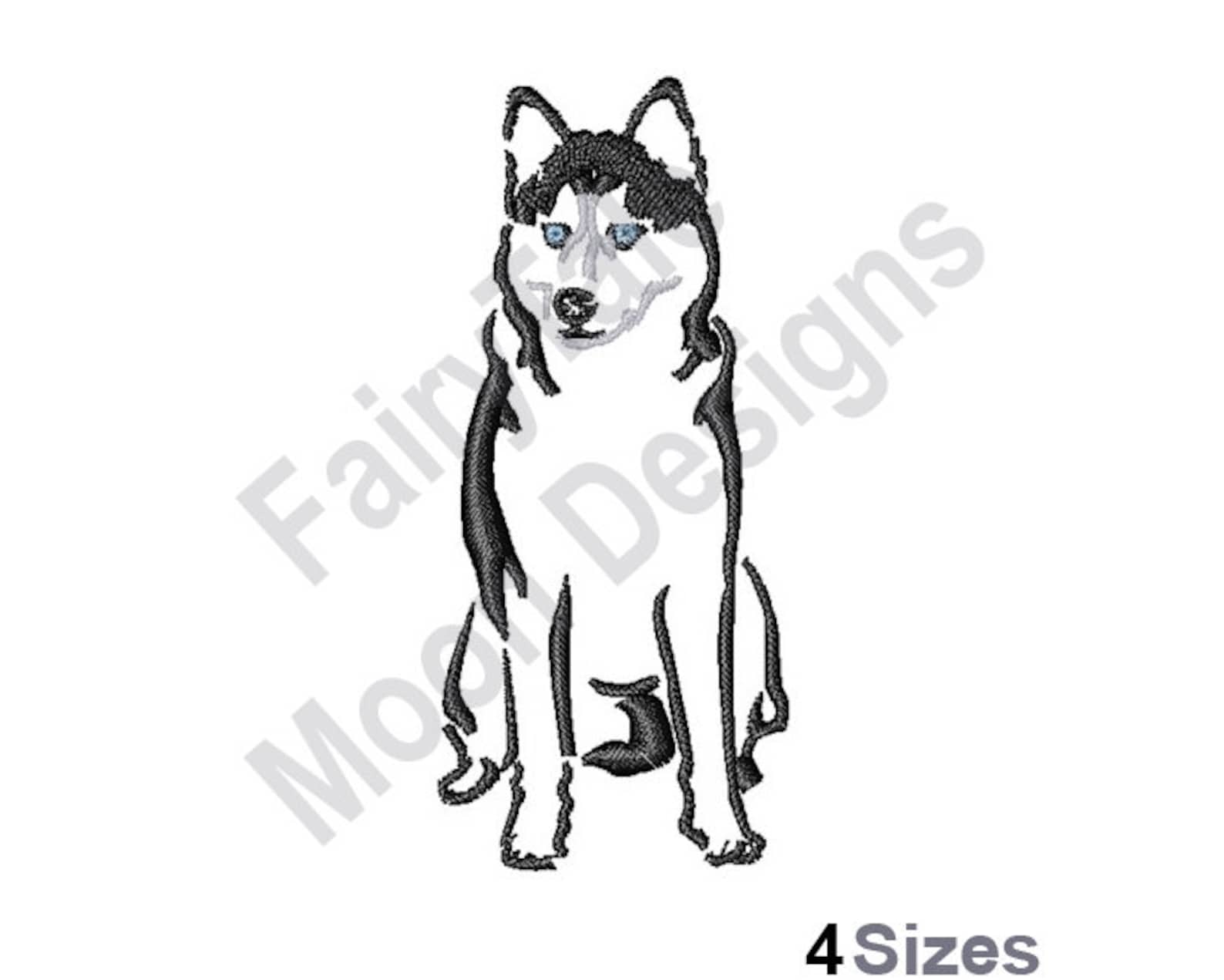 Husky Outline Machine Embroidery Design Sitting Siberian - Etsy