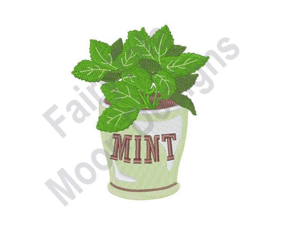 Pot of Mint Machine Embroidery Design, Herb Pot Embroidery Pattern ...