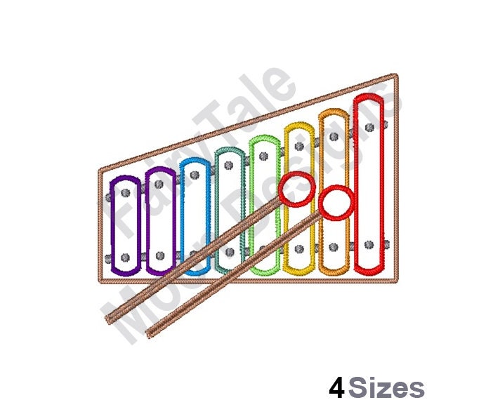 Xylophone Machine Embroidery Design Xylophone Outline - Etsy UK