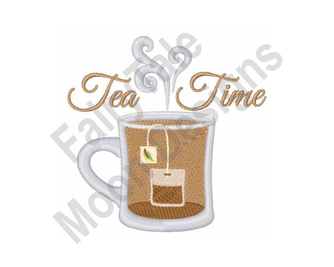 Tea Time Machine Embroidery Design Hot Tea Mug Embroidery - Etsy