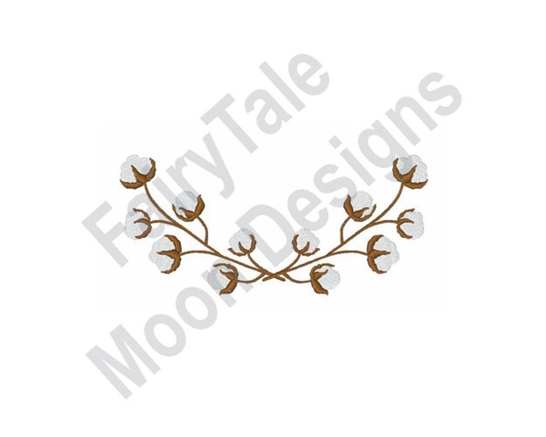 Cotton Branches - Machine Embroidery Design, Cotton Stems Embroidery ...