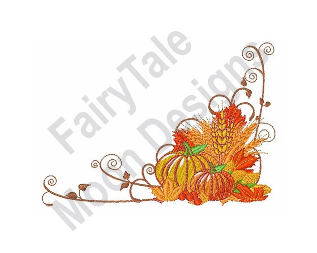 Autumn Harvest Corner Machine Embroidery Design Pumpkin - Etsy