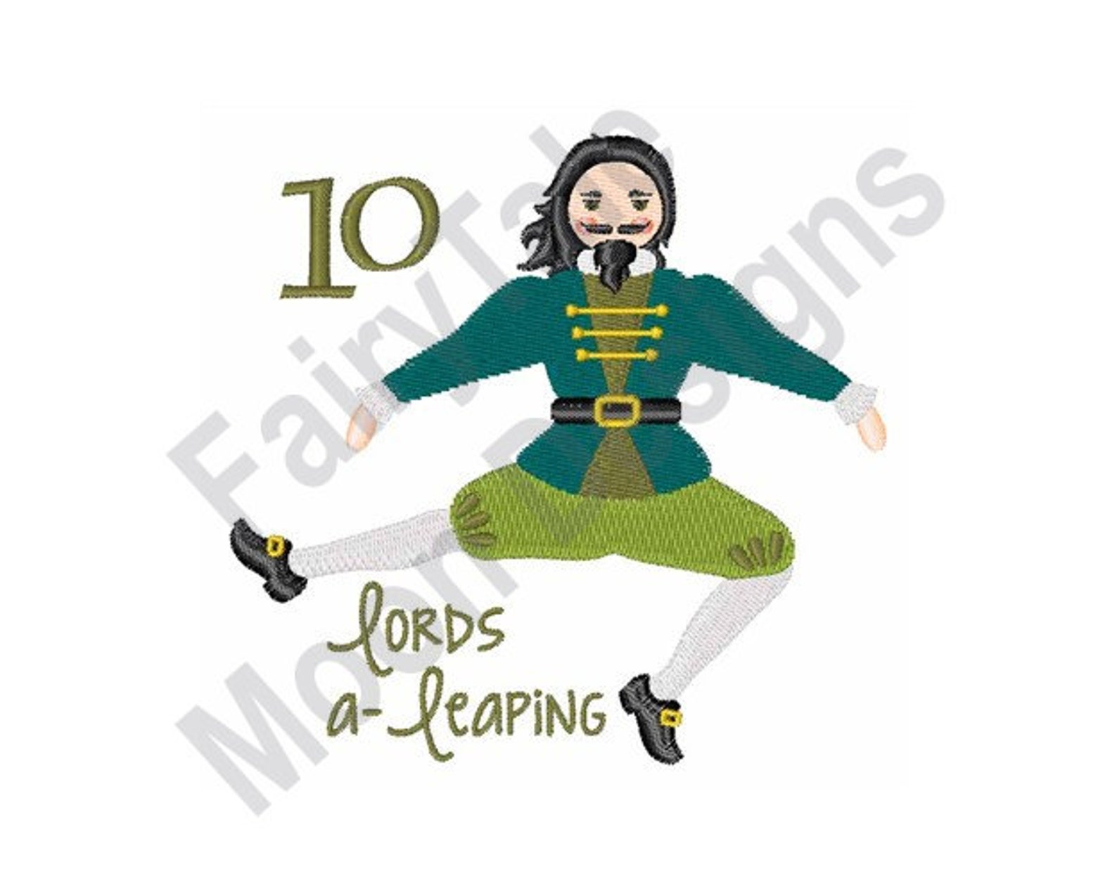 10 Lords A-leaping - Machine Embroidery Design, 12 Days of Christmas ...