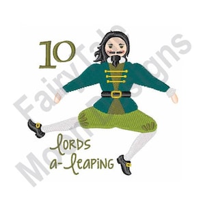 10 Lords A-leaping - Machine Embroidery Design, 12 Days of Christmas ...