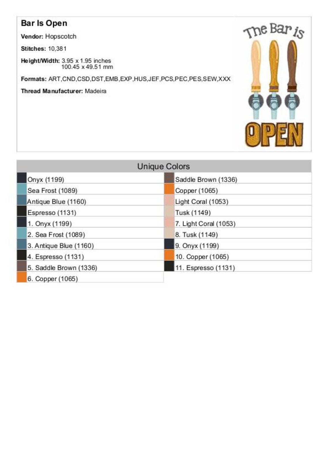 Bar is Open - Machine Embroidery Design, Beer Taps, Beer Faucet ...