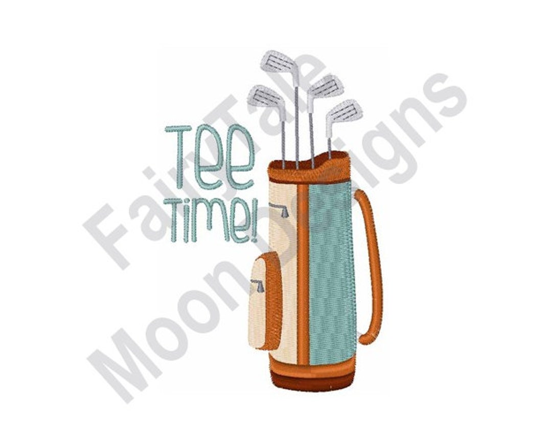 Tee Time Machine Embroidery Design, Golf Bag Design, Golf Clubs Bag ...