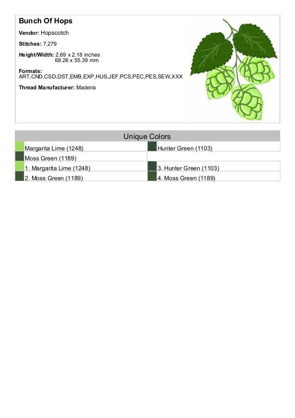 Bunch of Hops Machine Embroidery Design Hops Bunch - Etsy